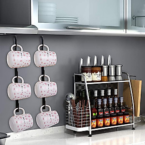 Fvstar 4pcs Mugs Racks Wall Mounted,Retro Cups Display Holder,Space-Saving Mugs Wall Hanging Hooks,Vertical Organizer Racks for Coffee Mugs and Kitchenware,Black