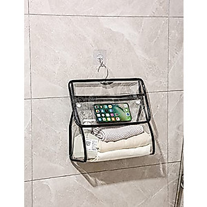 Hiroyuki with Metal Hook And Sticky Hook Shower Touch Screen Design Caddy Basket for College Dorm Room Essentials, Hanging Portable Tote Bag Toiletry for Bathroom Accessories(black)