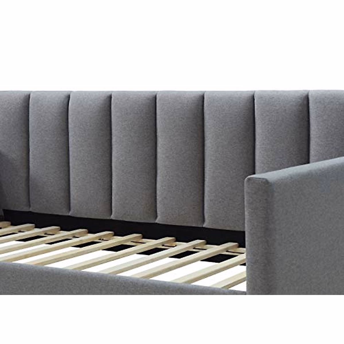 LuXeo Bristol Twin Size Upholstered Panel Daybed in Gray Fabric