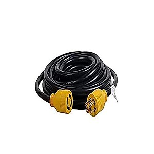MaxWorks 80841 25 Ft. Heavy Duty 4-Prong Twist Lock 125V/250V 30 Amp L14-30P (Male) L14-30R (Female) Generator Extension Cord, Black and Yellow