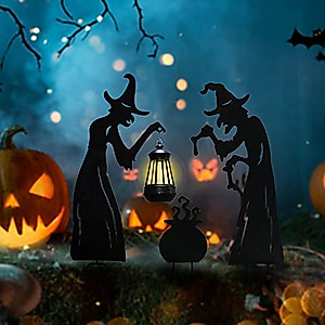 Kurala Halloween Solar Light Outdoor, Witch Shaped 3 Pack Retro Warm White LED Lights Waterproof, Stake Lights for Walkway, Yard, Lawn, Patio, Porch, Garden Decoration.