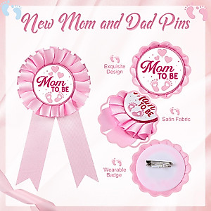 Riceshoot Boy or Girl Maternity Flower Sash and Corsage Set Gender Reveal Decorations Mom to Be Dad to Be Pin with Headband Wristband for Baby Shower Gender Reveal Party Pregnancy Props Keepsake Gifts