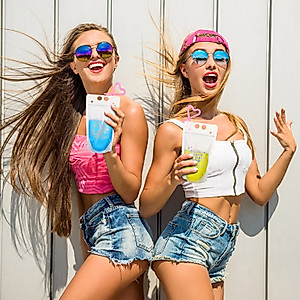 Hoolerry 72 Pcs Disco Pouches for Drinks Adult Drink Pouches 70s Disco Party Drink Pouches with Straws Resealable Disco Theme Drink Bags Plastic Zipper Clear Juice Pouches for Party Supplies (Classic)