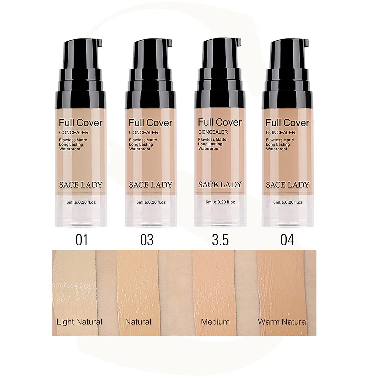 Waterproof Full Coverage Concealer Makeup Kit with Primer Sponge - Matte Liquid Foundation for Face, Eye, and Acne Scar Cover