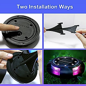 ENASAT Solar Ground Lights | Pathway Lights Outdoor Garden | Decorative RGB LED Disk Powered Waterproof In-ground for Deck Stair Step Lawn Patio Driveway Walkway Yard Decoration(4 Pack)