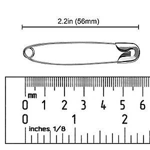Large Safety Pins 2.2 inches (56mm), Size 4, 200 pcs, Nickel - Plated Steel (200)