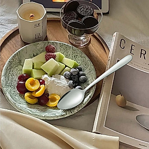 60 Pieces Dinner Spoons (7.4 inches) and Teaspoons (6.2 inches), Pleafind Spoons Silverware and Teaspoons, Contains 24 Pieces Spoons and 36 Pieces Teaspoons, Use for Home, Kitchen, Restaurant