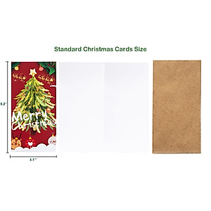 PINKEESEA Christmas Cards with Kraft Envelopes - 24 Christmas Cards with 24 Kraft Envelopes 24 Festive Stickers-6 Holiday Designs