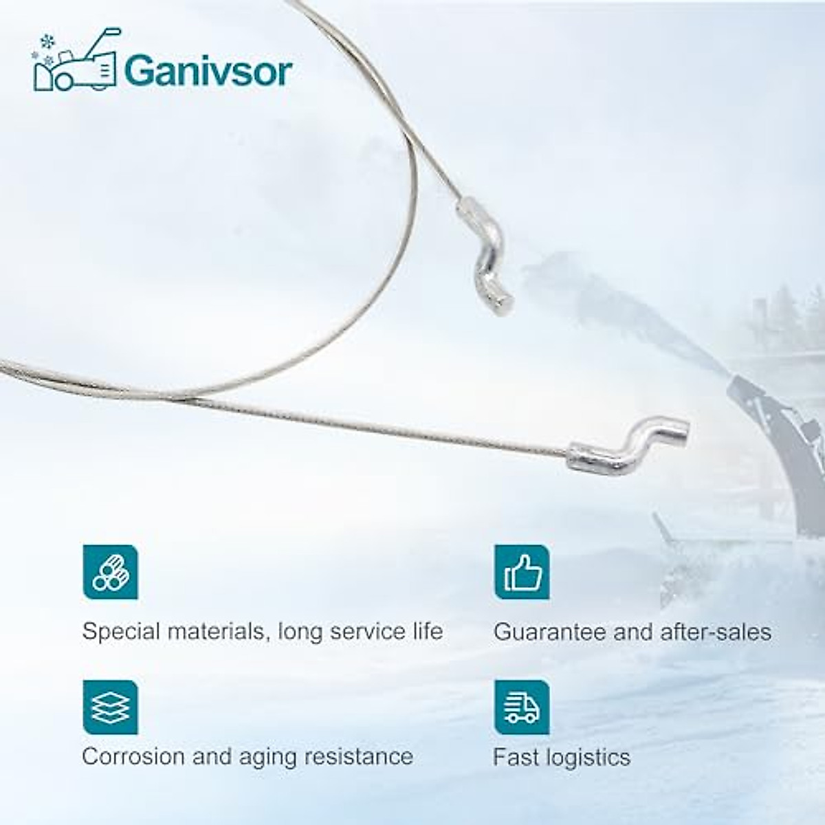 2PC 117-9145 Clutch Cable for 38452, 1179145 Clutch Auger Cable Snowblower