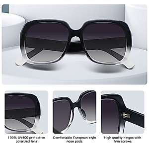 Myiaur Oversized Square Sunglasses for Women Polarized Sunglasses UV Protection for Wide Face for Outdoor Activities