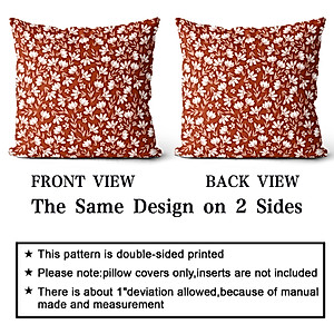 Snycler Spring Flower Pillow Covers 18x18 Set of 2 Rustic Cute Small Floral Red Cream Decorative Throw Pillows Outdoor PillowCase Farmhouse Velvet Cushion Case Decor for Home Sofa Couch Bed
