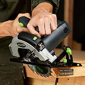 GALAX PRO 12A 5500RPM Corded Circular Saw with 7-1/4" Circular Saw Blade and Laser Guide Max Cutting Depth 2.45" (90°), 1.81" (45°) for Wood and Log Cutting