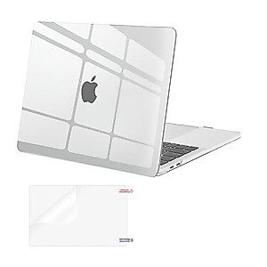 MOSISO Compatible with MacBook Pro 13 inch Case M2 2023, 2022, 2021-2016 A2338 M1 A2251 A2289 A2159 A1989 A1708 A1706 with/Without Touch Bar, Plastic Hard Shell&Screen Protector, Crystal Clear