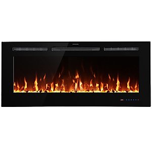 Dreamflame 60 inch Electric Fireplace, in Wall Fireplace Electric Heater,Remote & Touch Screen,Logs/Crystal Options, Thermostat,Overheating Protection, 0-9H Timer
