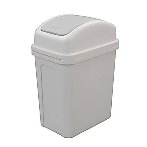 Ortodayes 1.8 Gallon Plastic Trash Can with Lid, Small Garbage Bin, Light Grey