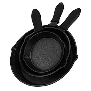rincentd Pre-Seasoned Cast Iron Pan 3 piece Cast Iron Frying Pan set with Heat-Resistant Handles - 6 inch, 8 inch and 10 inch Cast Iron Set