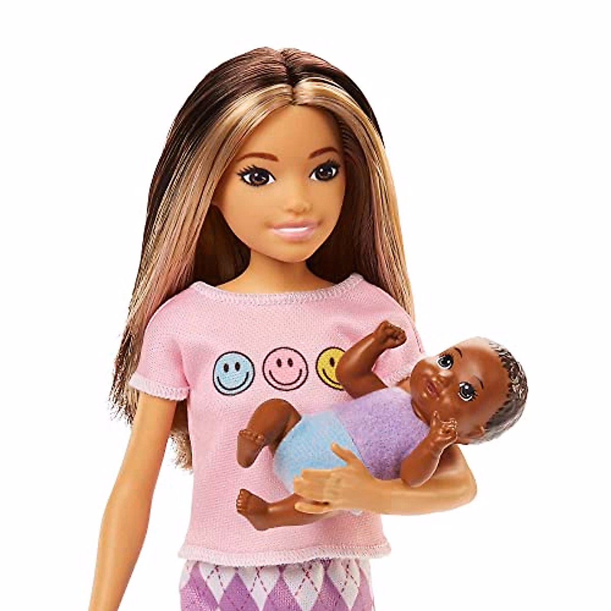 Barbie Skipper Babysitters Inc Doll & Accessories Set, Doll with Two-Tone Hair & Argyle Skirt, Baby Doll & 5 Pieces