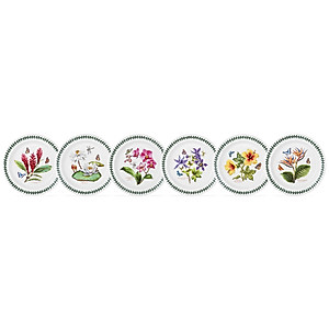 Portmeirion Exotic Botanic Garden Dinner Plate with Assorted Motifs, Round, Ceramic, Dishwasher, Microwave, & Oven Safe, 10.5 Inch, Made in England - Set of 6