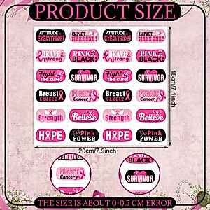 Landhoow 240 Pcs Breast Cancer Awareness Face Tattoos Bulk Pink Ribbon Temporary Tattoo Glitter Eye Body Tattoo Stickers and Decals for Breast Cancer Awareness Party Supply