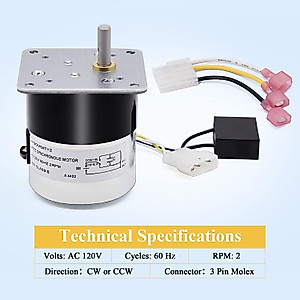 Criditpid SRV7000-670 Auger Feed Motor Replacement for PelPro PP130, PP60, PP70 Pellet Stove, 2 RPM Auger Motor for Pleasant Hearth PH50CABPS, PH35PS, PH50PS Pellet Stove.