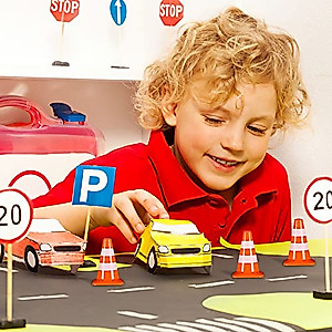 Gadpiparty Pre Rolled Cones 10 Pcs Miniature Traffic Cones Road Construction Cones Kids Traffic Signs Toys Children Educational Learning Toys Sand Table Ornaments Street Signs