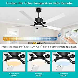 BECLOG 60" Ceiling Fan with Light, Ceiling Fans Indoor Outdoor with Remote Ceiling Fan DC Motor with Lights LED for Patios, Bedroom, Farmhouse, Dining Room, Kitchen, Living Room