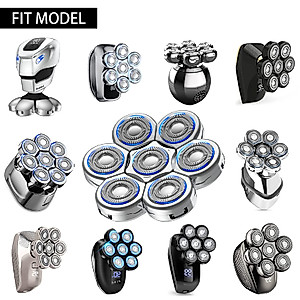 7D Electric Shaver Replacement Heads, Floating Waterproof Flexible Razor Blades, Electric Bald Beard Razor Blades, Comfortable No Pinch