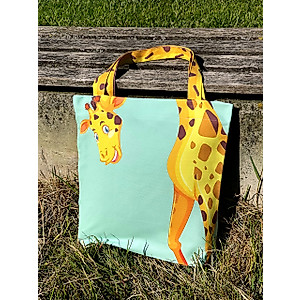 Giraffe Gifts for Women - Funny Giraffe Decor - Giraffe Lover Gift Bag for Women - Canvas Reusable Large Halloween Tote Bag for Grocery Shopping Beach - Book Tote Bag - Teacher Tote (Green - Giraffe)