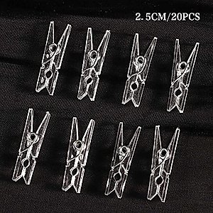 Clear Plastic Clothes Pins,Clothes Line String Clips, Mini Clothes Pins, Photo Paper Peg Pins Craft Clips(2.5cm 20pcs)