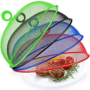 Metal Food Tent Mesh Food Covers Outdoor Food Covers Round Food Nets for Outdoors Reusable Fruit Cover Against Fruit Flies for Table Picnic Camping (8 Pcs)