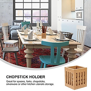 Cabilock Dishes Drying Rack Korean Chopsticks Cutlery Drying Holder Basket Wooden Bamboo Chopsticks Holder Tableware Drainer Cutlery Storage Organizer Caddy Utensil Drying Rack Korean Chopsticks