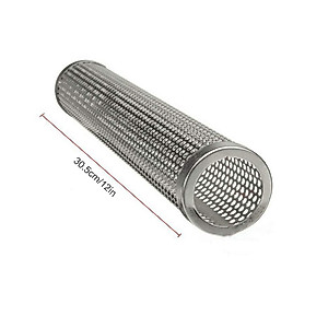 Stainless Steel Perforated Wood Pellet Tube Smoker, Smoke Tube Box for Pellets Grill BBQ, Cold Hot Barbecue Smoker Generator for Electric, Gas, Charcoal Grill or Smoker (Silver)