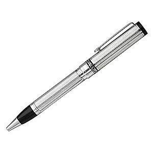 Xezo Tribune Solid 925 Sterling Silver Diamond-Cut Serialized Ballpoint Pen. Only 300 Pieces Made (Tribune 925 SS BP)