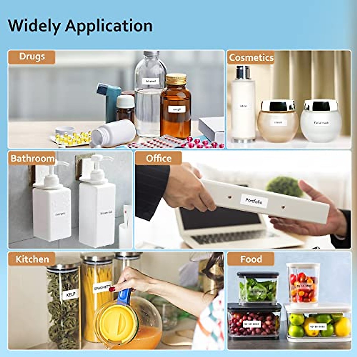 JADENS Label Maker Machine with Tape, D110 Portable Bluetooth Label Printer for Storage, Shipping, Barcode, Mailing, Office, Home, Organizing, Sticker Maker Mini Label Maker with Multiple Templates