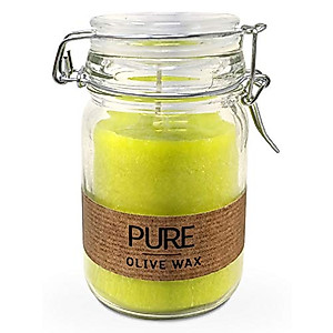 HYOOLA Pure Natural Jar Candles - 100% Olive Wax Candles in Glass - Paraffin Free Vegan Candle - Lime Green