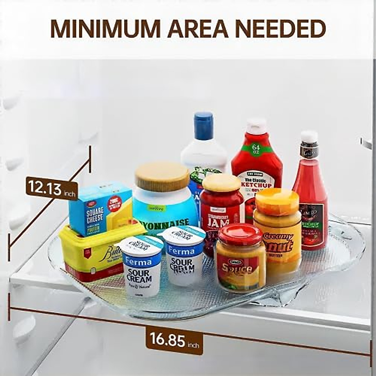 Square Lazy Susan for Refrigerator, Lazy Susan Turntable Organizer for Refrigerator, Countertop Condiment Storage Rack, Household Rotating Storage Rack for Kitchen. (13.8 X 10.2 in)