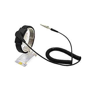 Metal Anti Static Wrist Strap Adjustable Length Silicone ESD Mat Anti -Static Bracelet Computer Electronic IC Repair and Use (Black)