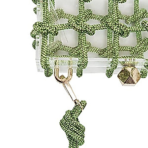 Diamante hand Bag. Rhinestone Evening bag. Hardbodied acrylic handbag. Gift for her. Sparkling rope handbag(Green
