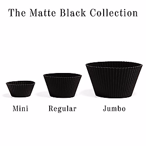 The Silicone Kitchen Reusable Silicone Baking Cups, Non-Toxic, BPA Free, Dishwasher Safe, Regular, Matte Black, 12 Pack