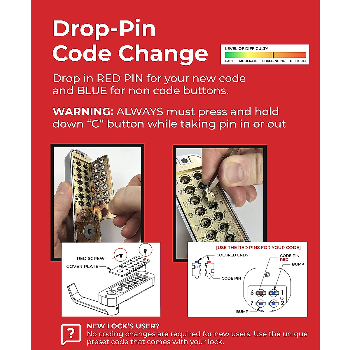 JOUNJIP Mechanical Keyless Combination Lever Handle Door Lock [Flat Spindles] - No Batteries | No Power | No Key Needed (Oil-Rubbed Bronze)