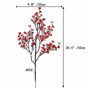 AILANDA 6 Bundles Babys Breath Artificial Flowers Red Real Touch Faux Gypsophila Bouquet Fake Silk Plants Decor for Home Wedding Bouquets Floral Arrangement Party Table Decoration