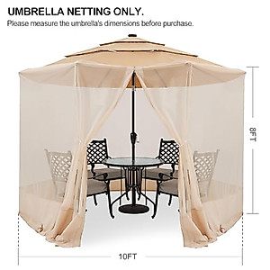 OUTDOOR WIND Upgrade 9FT-11FT Patio Umbrella Netting Beige