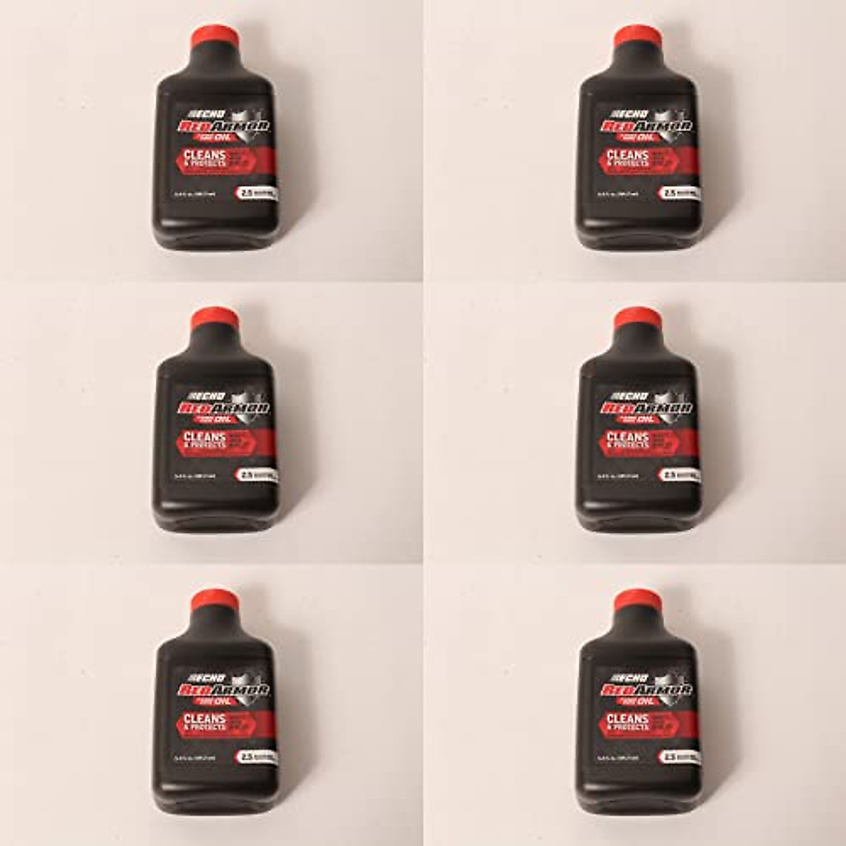 ECHO 6550025 PK6 Red Armor 6.4oz 2-Stroke Oil Mix, 2.5 Gallon (50:1)