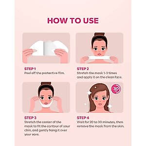 FairyFace V Line Lifting Mask, 5 Count Double Chin Reducer, Lifting Hydrogel Collagen Mask with Aloe Vera and Seaweed, Hydrating and Anti-aging, Creating a V-shaped Face Full of Vitality