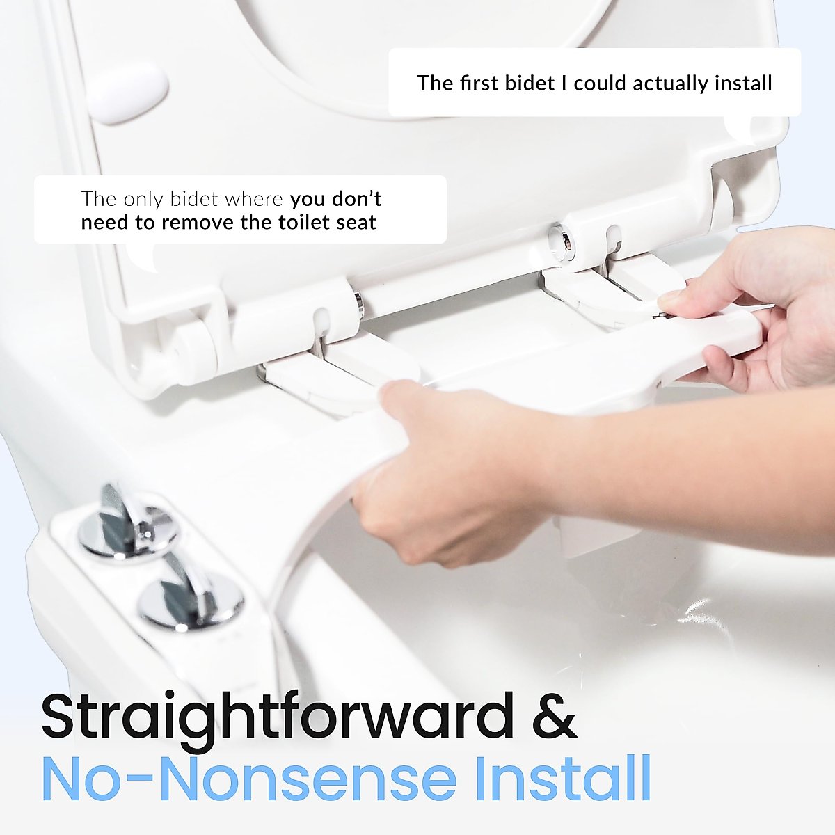 LUXE Bidet NEO 120 Plus - Only Patented Bidet Attachment for Toilet Seat, Innovative Hinges to Clean, Slide-in Easy Install, Advanced 360° Self-Clean, Single Nozzle, Rear Wash (Rose Gold)
