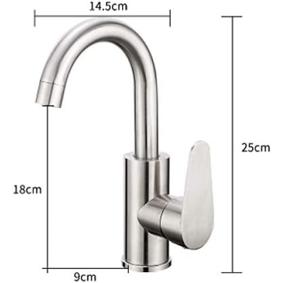 Kitchen Taps Hot and Cold Water Mixer Brushed 304 Stainless Steel Bathroom Faucet Basin Tap Bath Sink Faucet