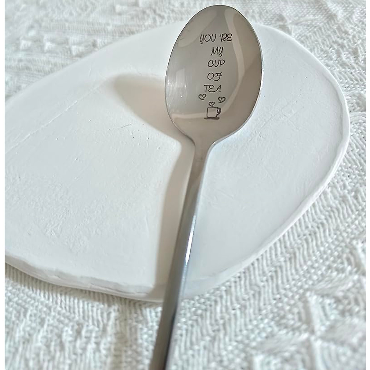 Anniversary Christmas Gifts for Husband Wife Enjoy You're My Cup of Tea Spoon for Boyfriend Girlfriend Coffee Tea Lover Gift for Couple Best Friend Funny Engraved Spoons