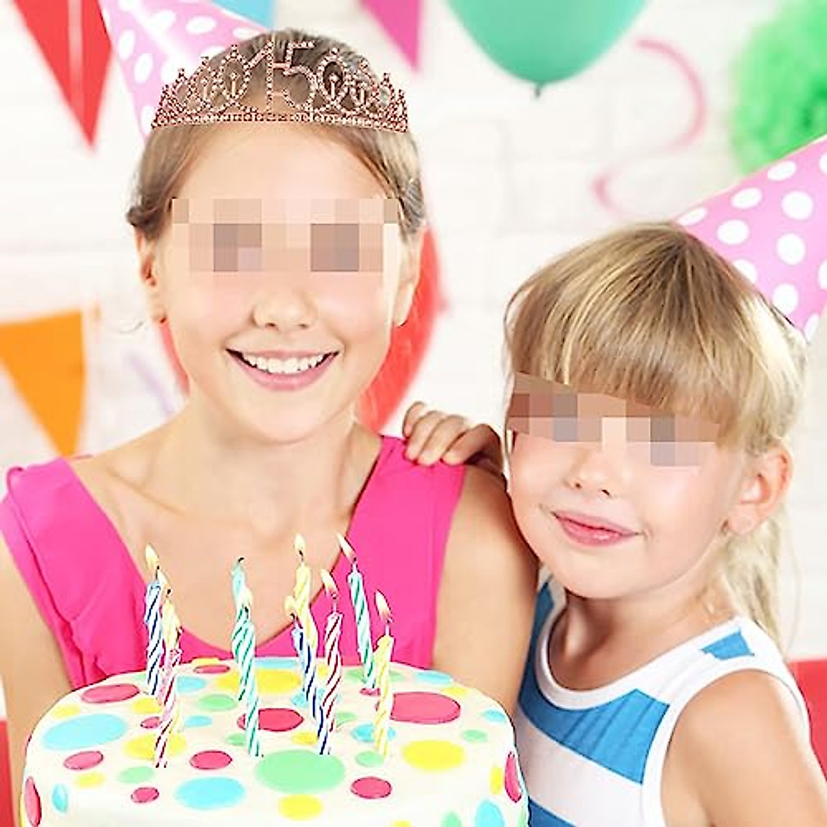 Ceqiny 15th Birthday Sash Tiara and Crowns for Girls, Birthday Queen Rose Gold Tiara, Princess Tiara Rhinestone Headbands with Combs Bridal Wedding Tiaras for Wedding Prom Bridal Party Christmas