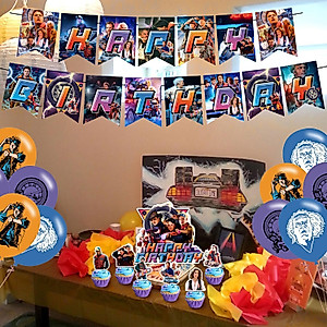 Back Future Birthday Party Decoration,Back Future Include Future Theme Birthday Banner, Cake Topper, Latex Balloons for Fans Birthday Party Supplies