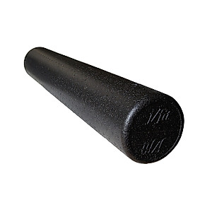 J/Fit Extra Firm Foam Roller- High Density Supreme Roller For Muscle Therapy & Deep Tissue Massage- Myofascial Stress Release - Black, 36-Inch